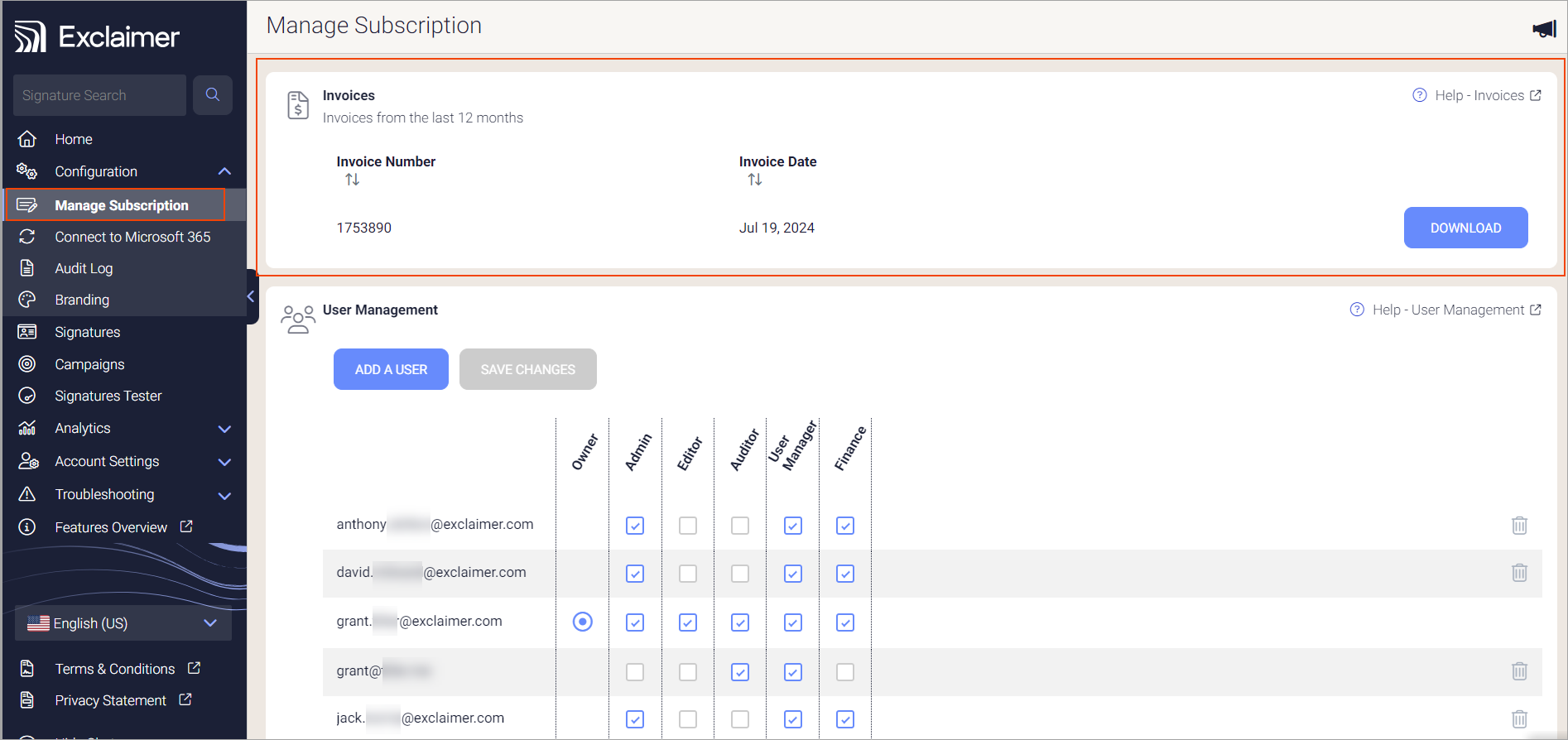 How to find an invoice for your Exclaimer Subscription – Exclaimer Knowledge Base